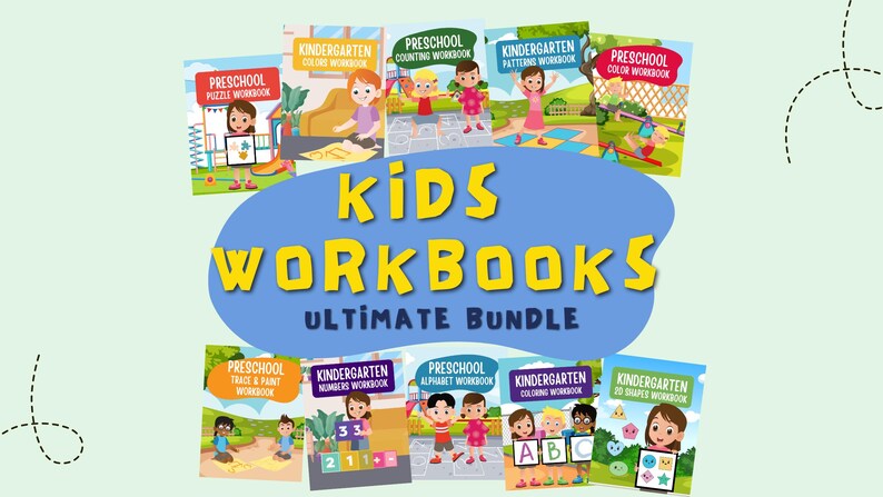 Preschool Pre-k Kindergarten Learning Bundle 10 Kid Workbooks Printable ...