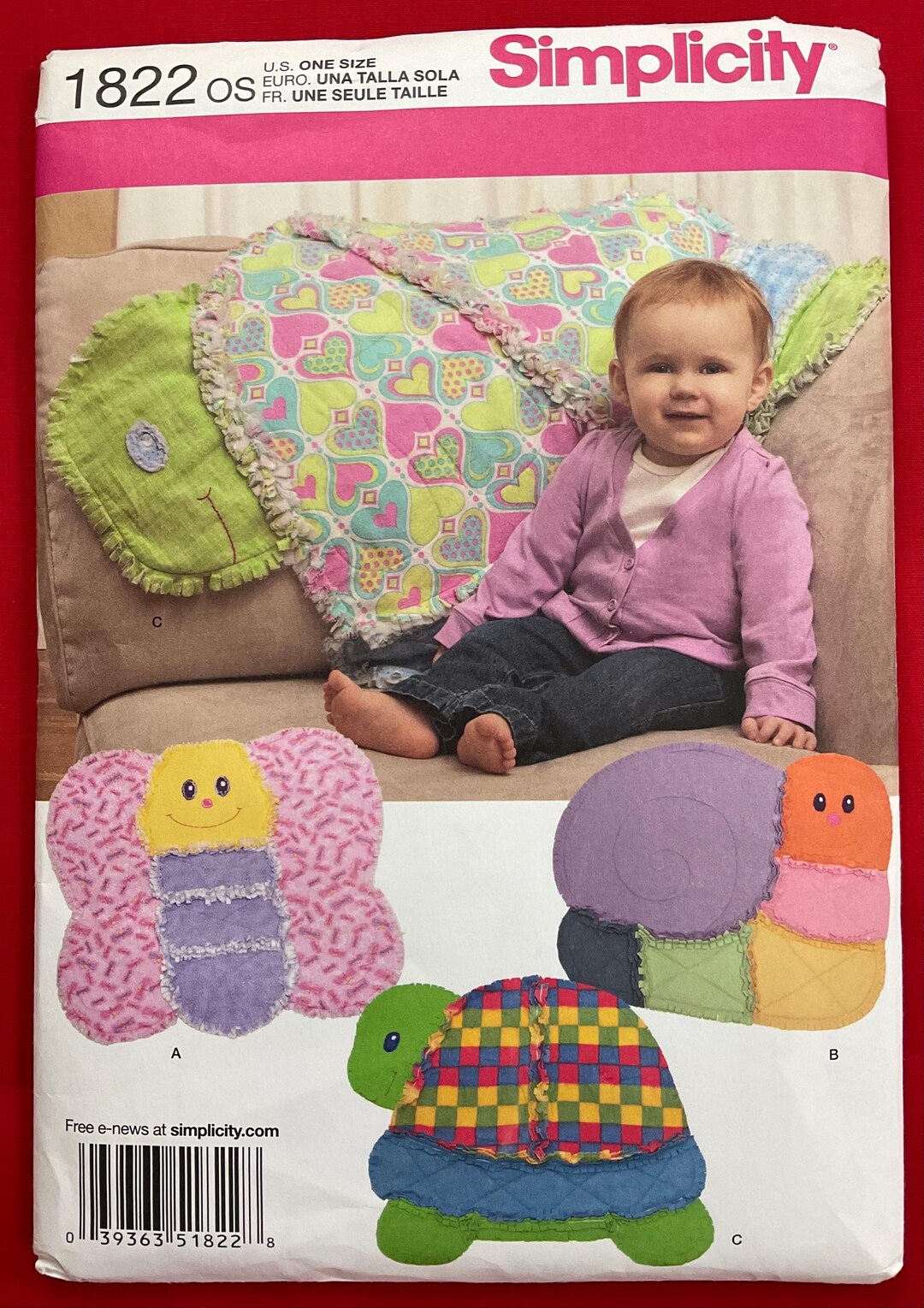 Simplicity 1822 Children’s Rag Quilt Sewing Pattern, (butterfly, Snail ...