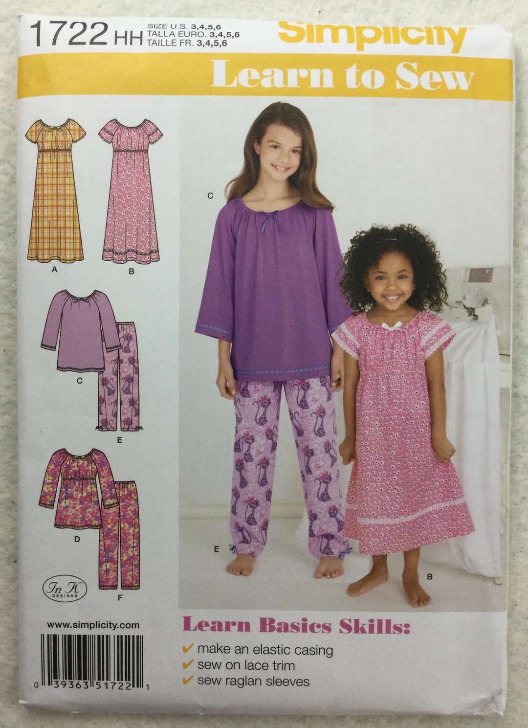 Simplicity 1722 Childs Learn to Sew Lounge Clothing Sewing Pattern ...