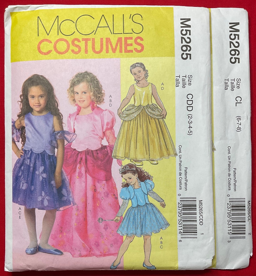 Mccall’s Children’s Princess Costume Sewing Pattern, Sizes 2-5 or 6-8 ...