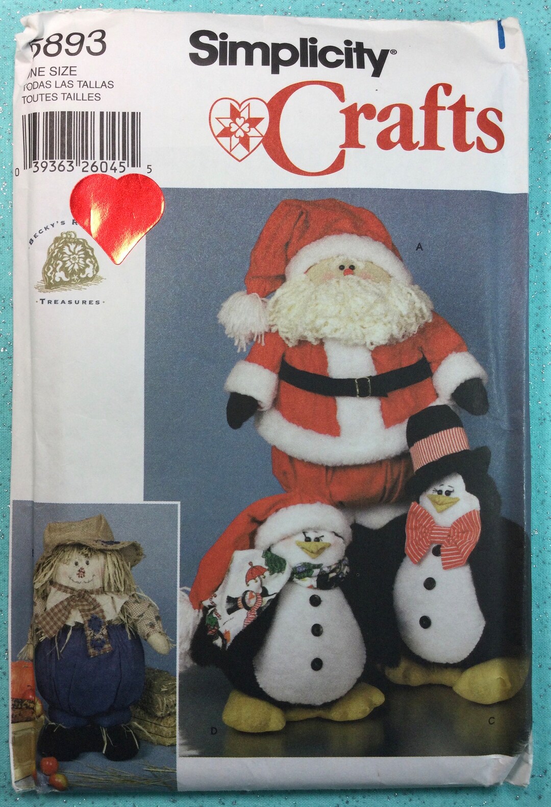 Simplicity 5893 Craft Sewing Pattern, Santa, Scarecrow & Penquins - Etsy