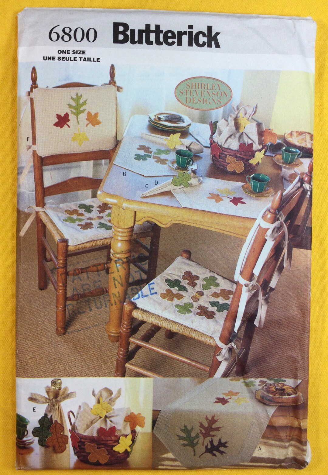 Butterick 6800 Designer Fall Table Top Craft Sewing Pattern With Leaf ...