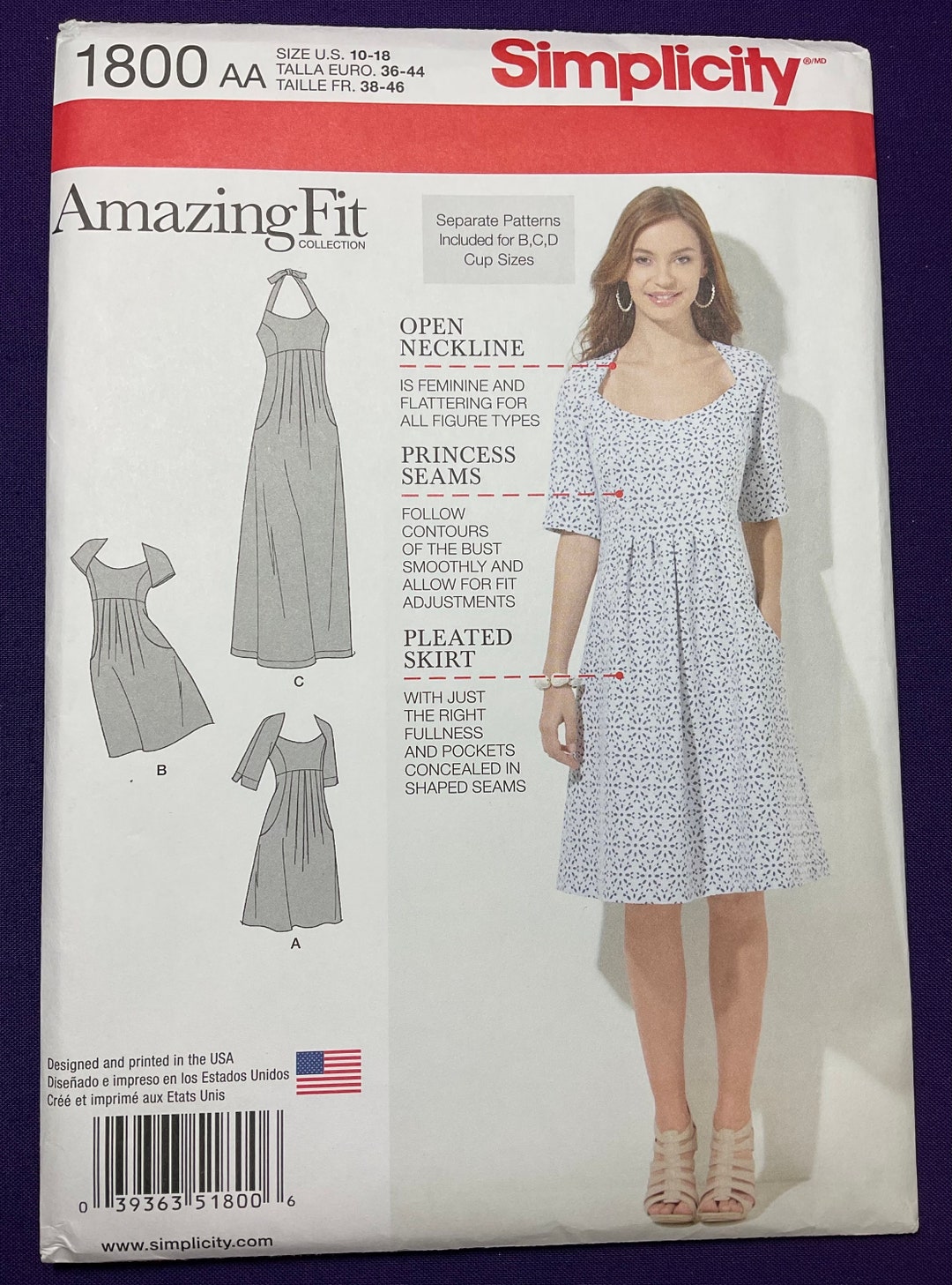 Simplicity 1800 Misses Amazing Fit Dresses Sewing Pattern, Sizes 10-18 ...