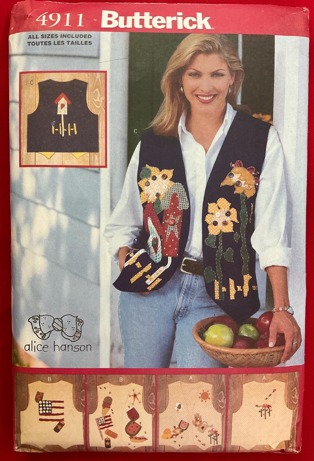 Butterick 4911 Misses Summer Themed Appliquéd Vests Sewing Pattern ...