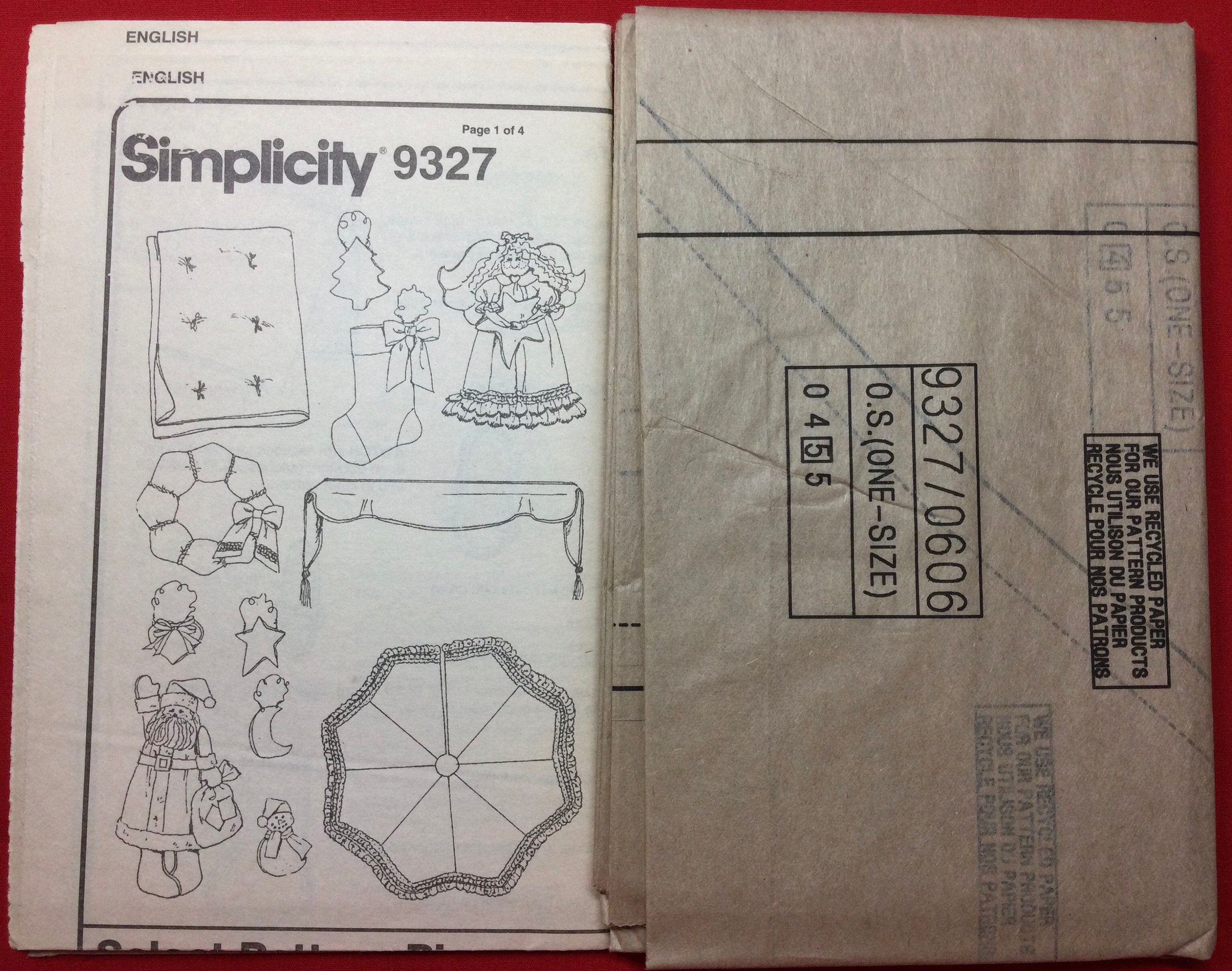 Simplicity 9327 Christmas Craft Sewing Pattern - Etsy