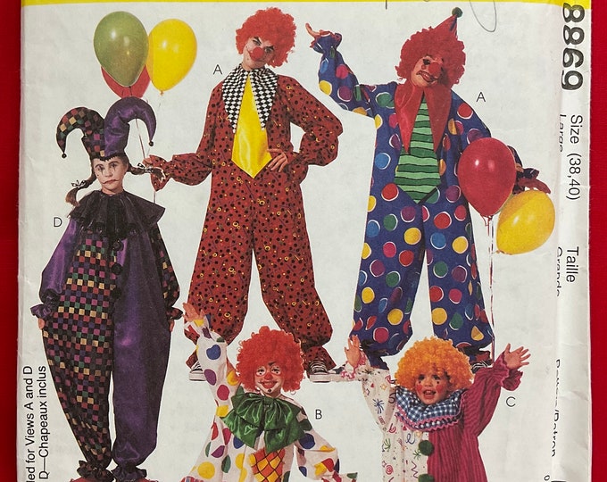 Mccall's 8869, Clown Costume Pattern, Adult Size Large (38-40) - Etsy