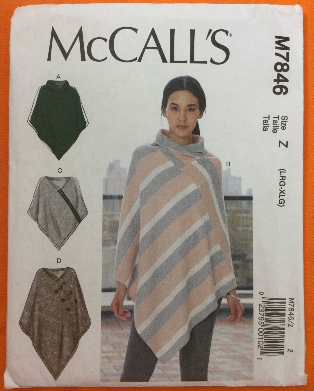 Mccall’s M7846 Misses Poncho Sewing Pattern, Sizes 16-22 - Etsy