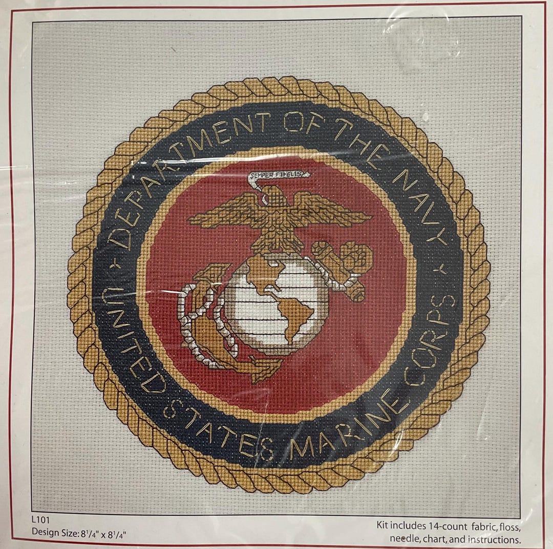 Just Cross Stitch marine Corp Seal Cross Stitch Kit - Etsy