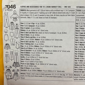 Simplicity 7046 Clothing Sewing Pattern for 12 Inch Dolls - Etsy