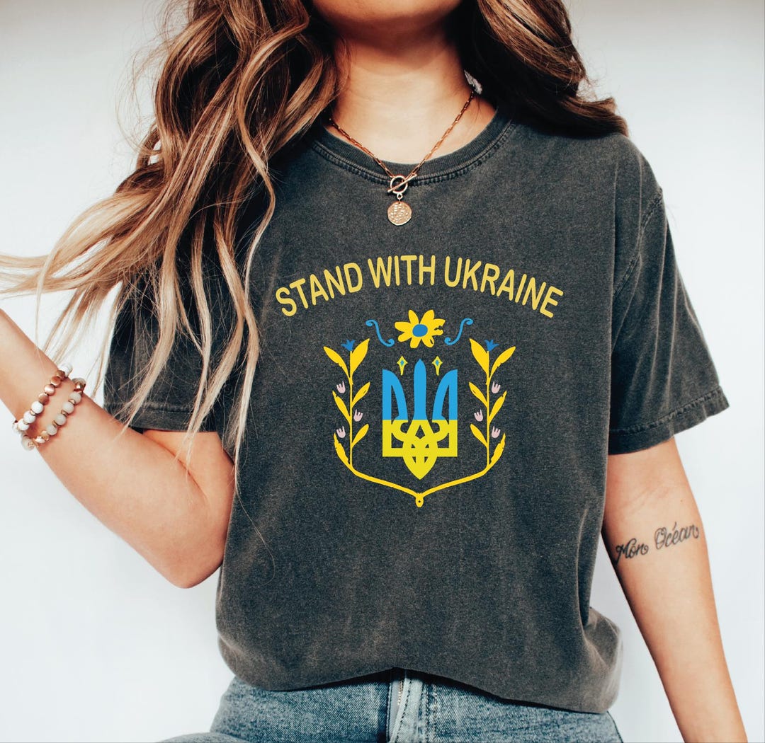 Stand With Ukraine Tryzub T-shirt, Comfort Colors Support Ukraine Shirt ...