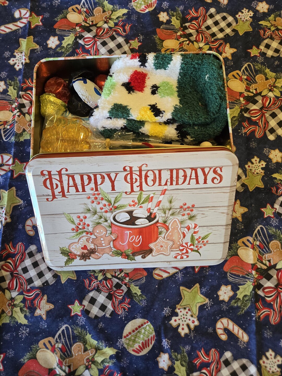 Christmas Treat Box Gingerbread Man With Christmas Light Bulb Socks - Etsy