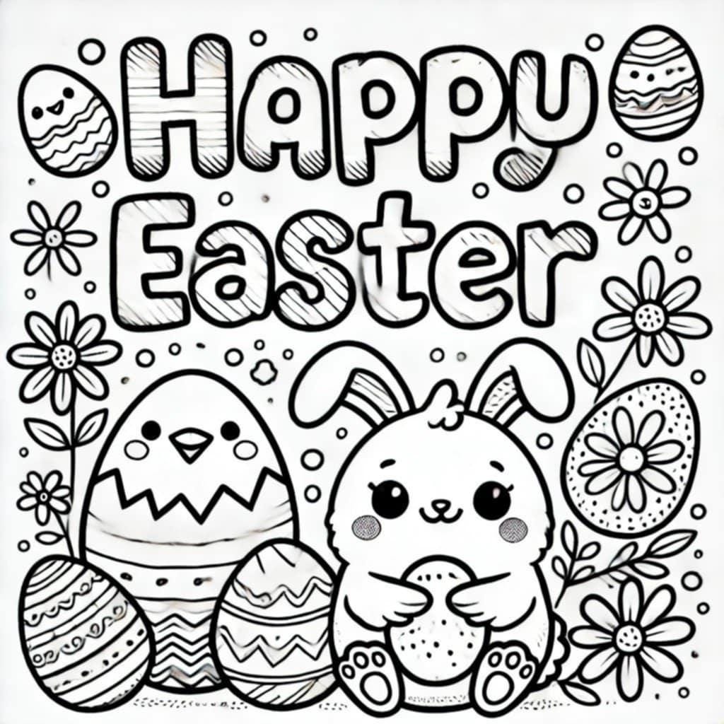 Happy Easter Coloring - Etsy