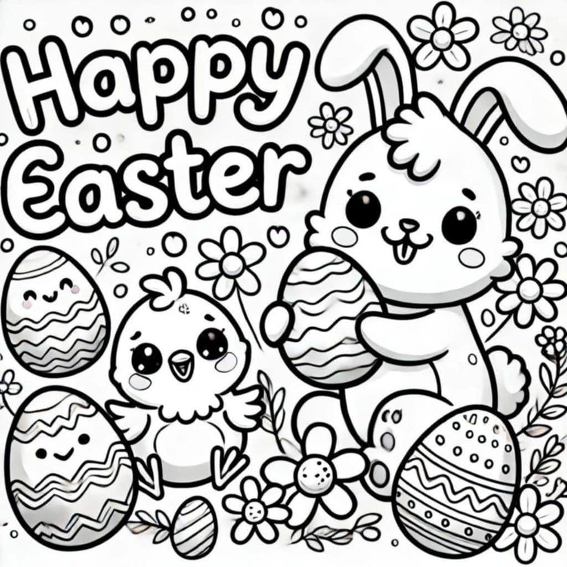 Happy Easter Coloring - Etsy