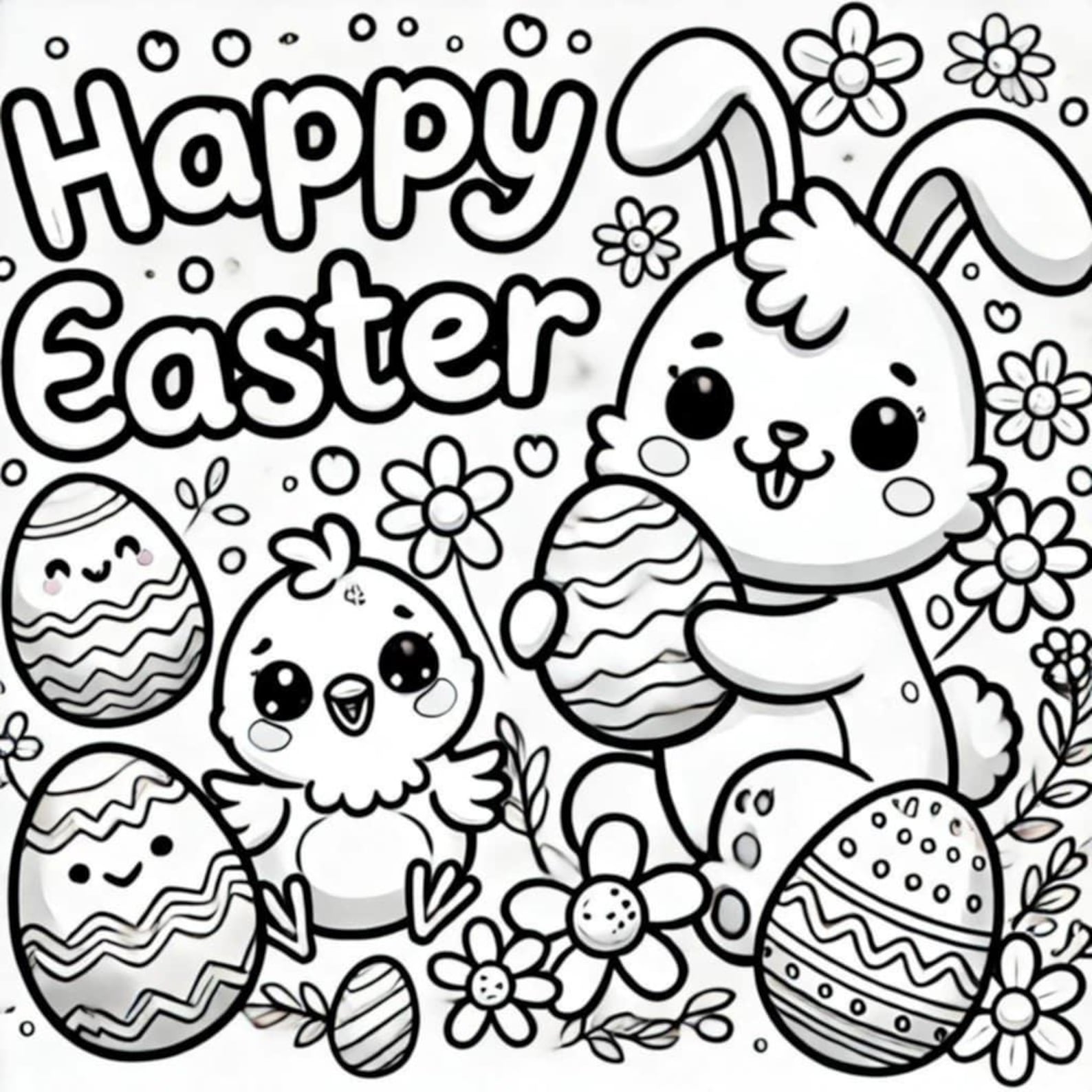 Happy Easter Coloring - Etsy