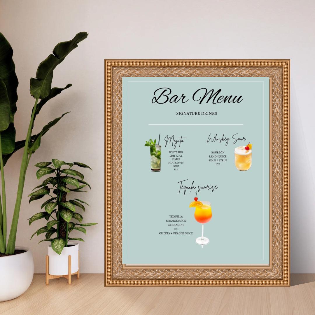 Custom Elegant Bar Menu Printable Design - Etsy