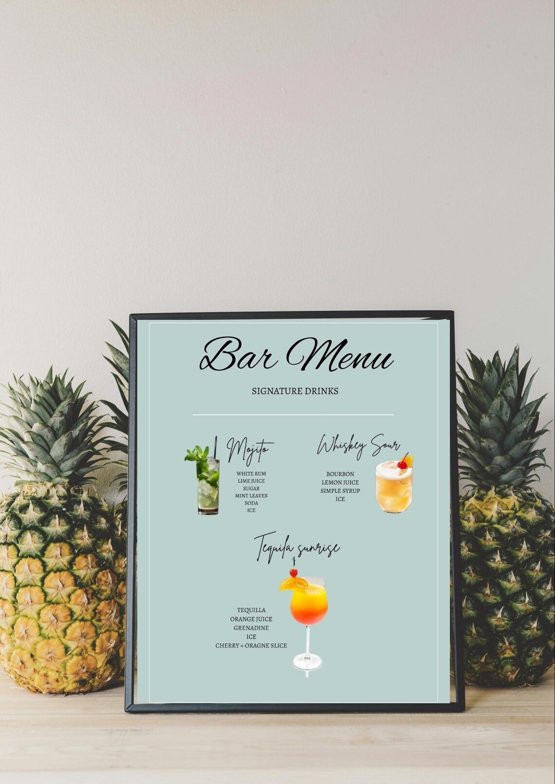 Custom Elegant Bar Menu Printable Design - Etsy