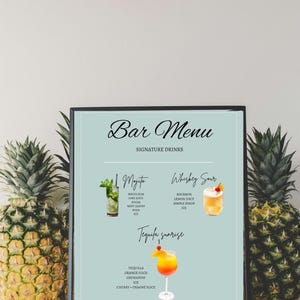 Custom Elegant Bar Menu Printable Design - Etsy