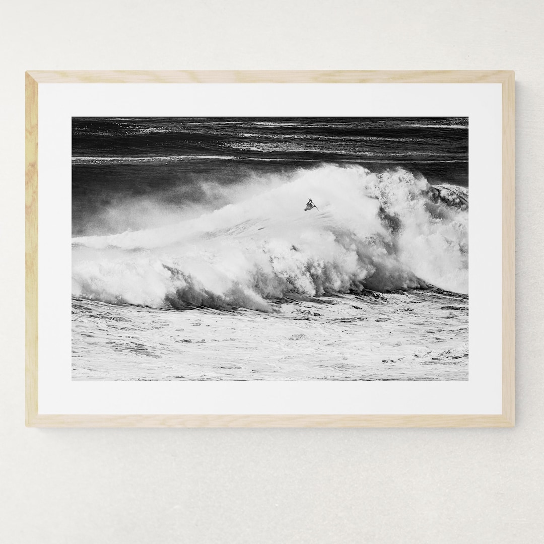 Nazare Big Wave Photography | Iconic Surf Scene | Black and White Ocean ...