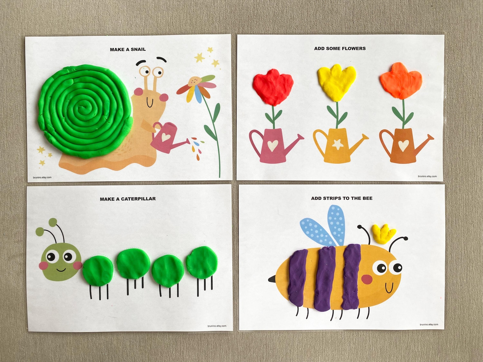 Spring Play Dough Mats – Fine Motor Skills Activity Sheets (digital ...