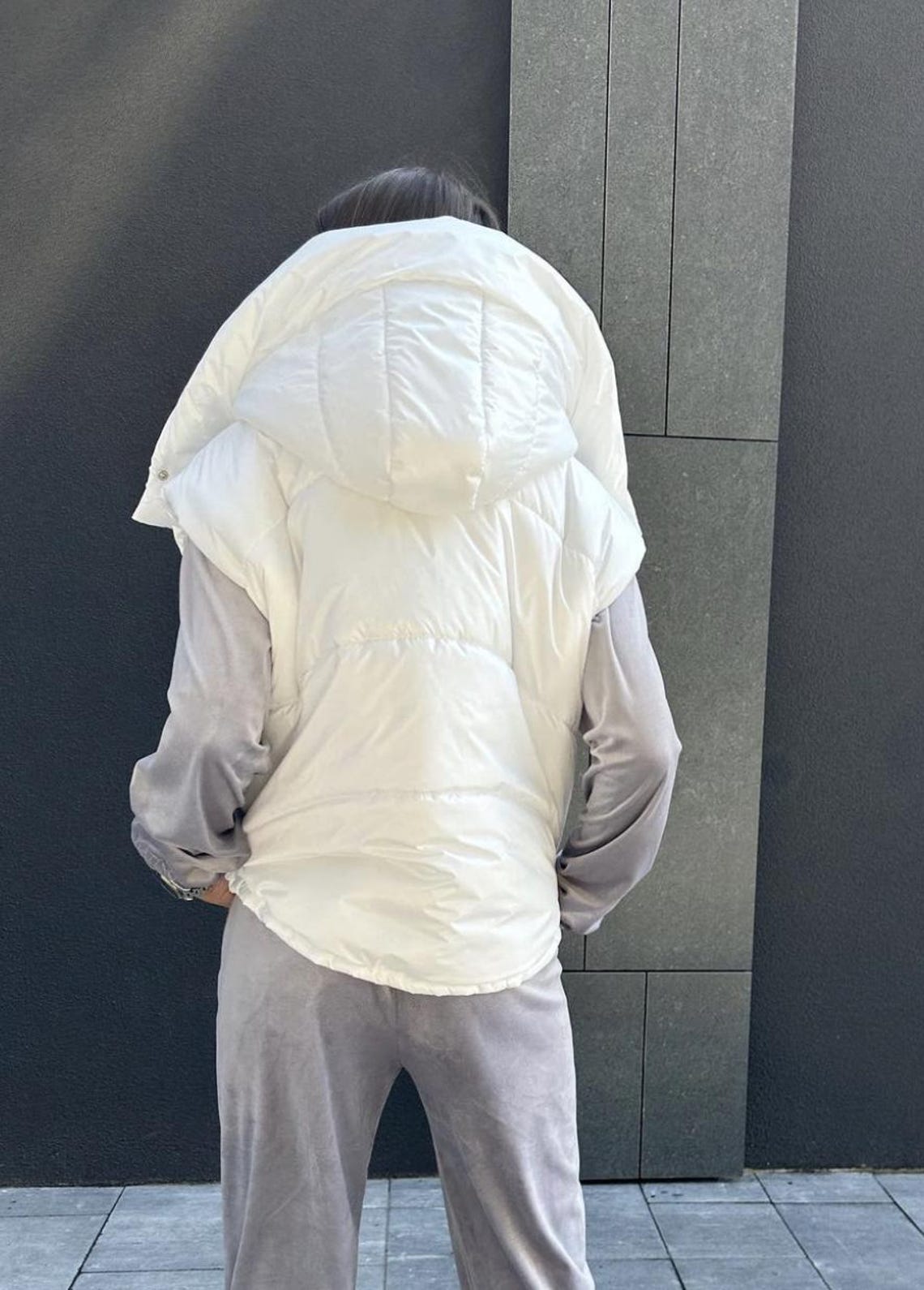 White Women Oversize Puffer Vest Sleevless - Etsy