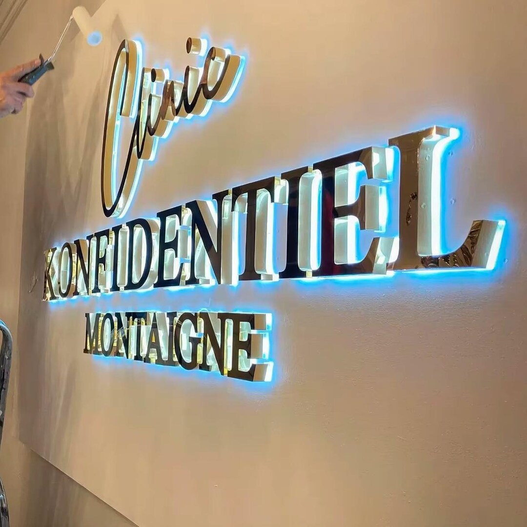 Custom 3D Metal LED Business Sign: Backlit Illuminated Logo - Etsy