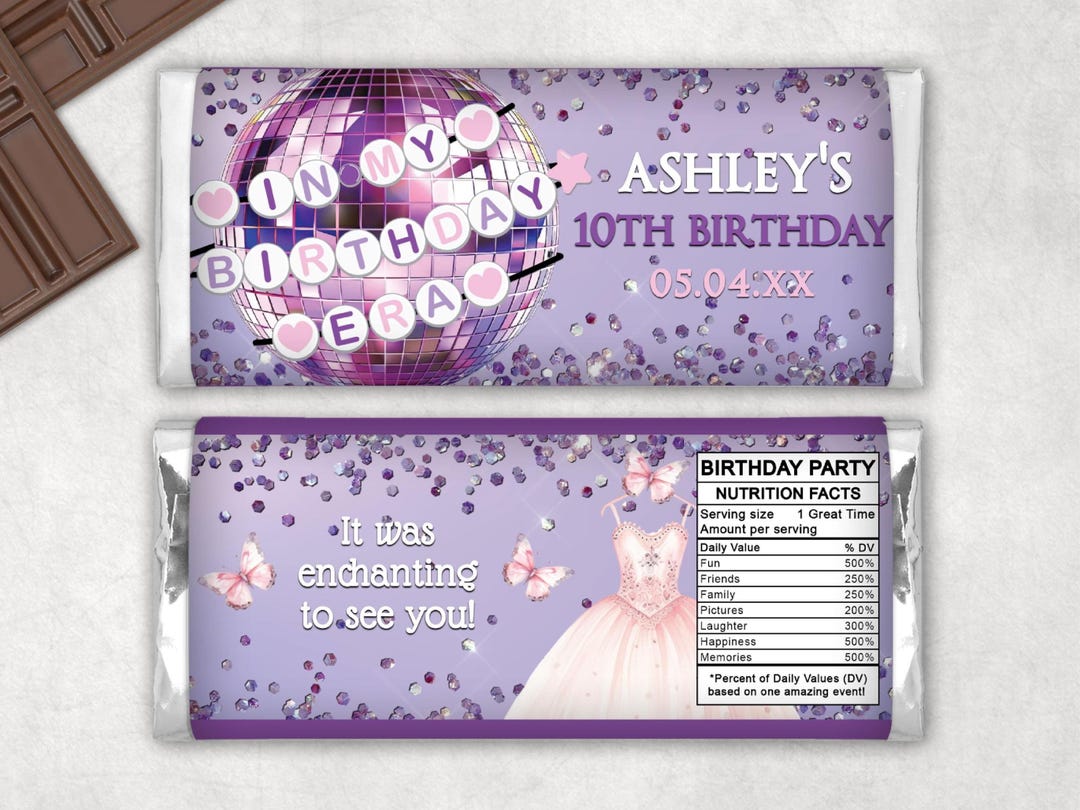 In My Birthday Era Chocolate Bar Wrapper, Editable Printable Friendship ...
