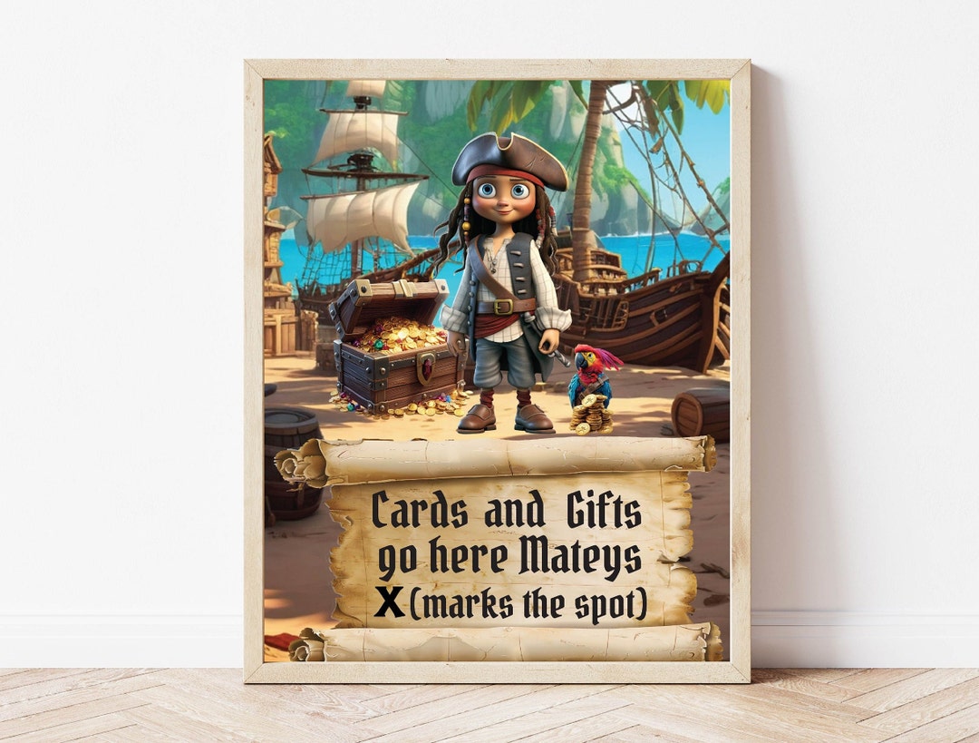 Pirate Party Sign Editable Printable Boy Template Black Gold Treasure ...