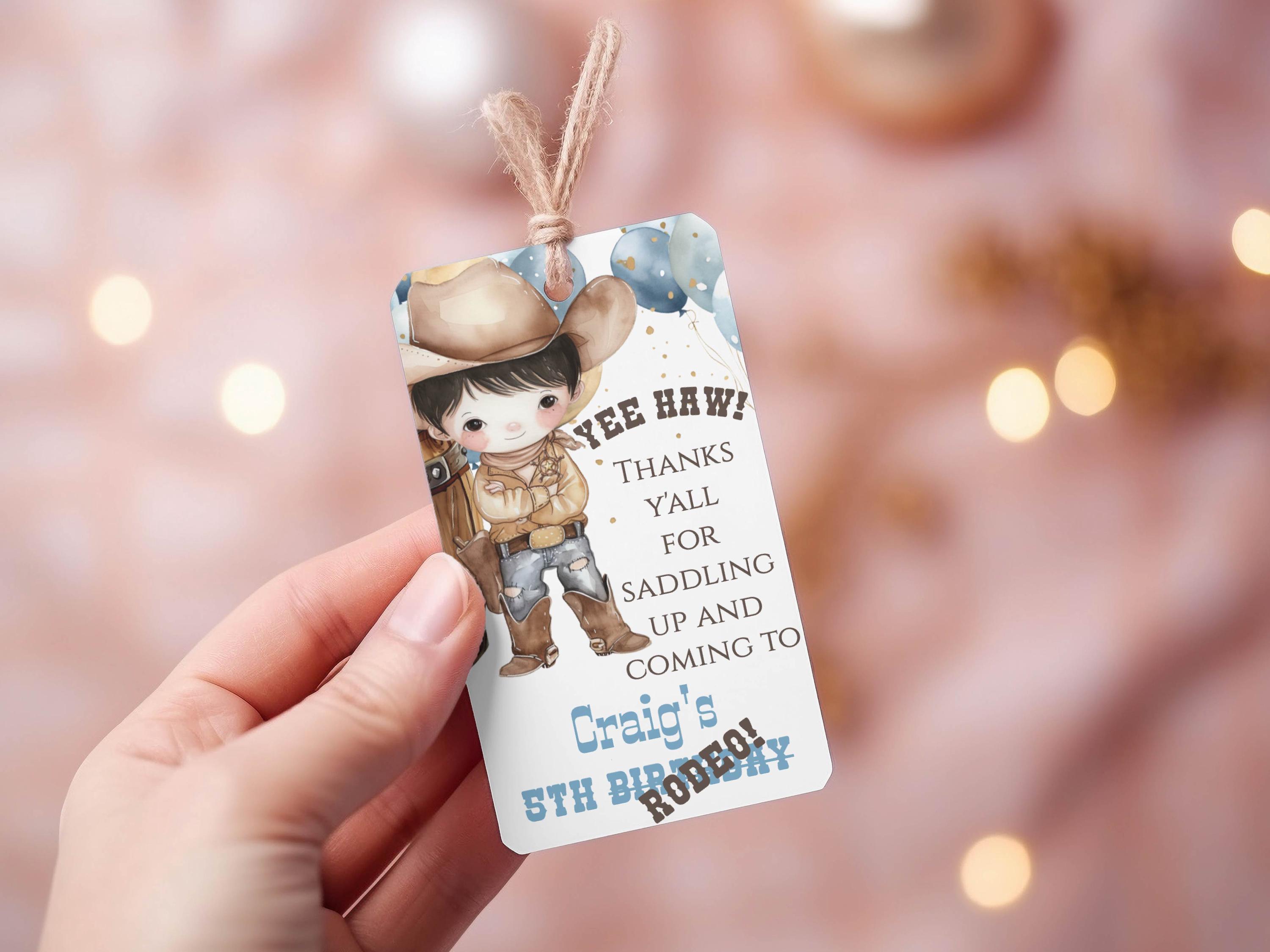 Cowboy Birthday Favor Tag, Editable Country Western Party Thank You Tag ...
