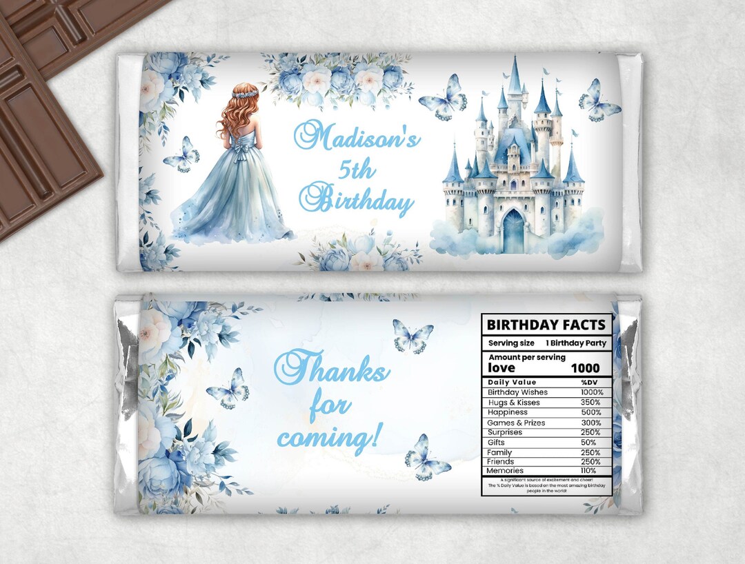 Princess Chocolate Bar Wrapper Editable Printable Girl Favor Template ...
