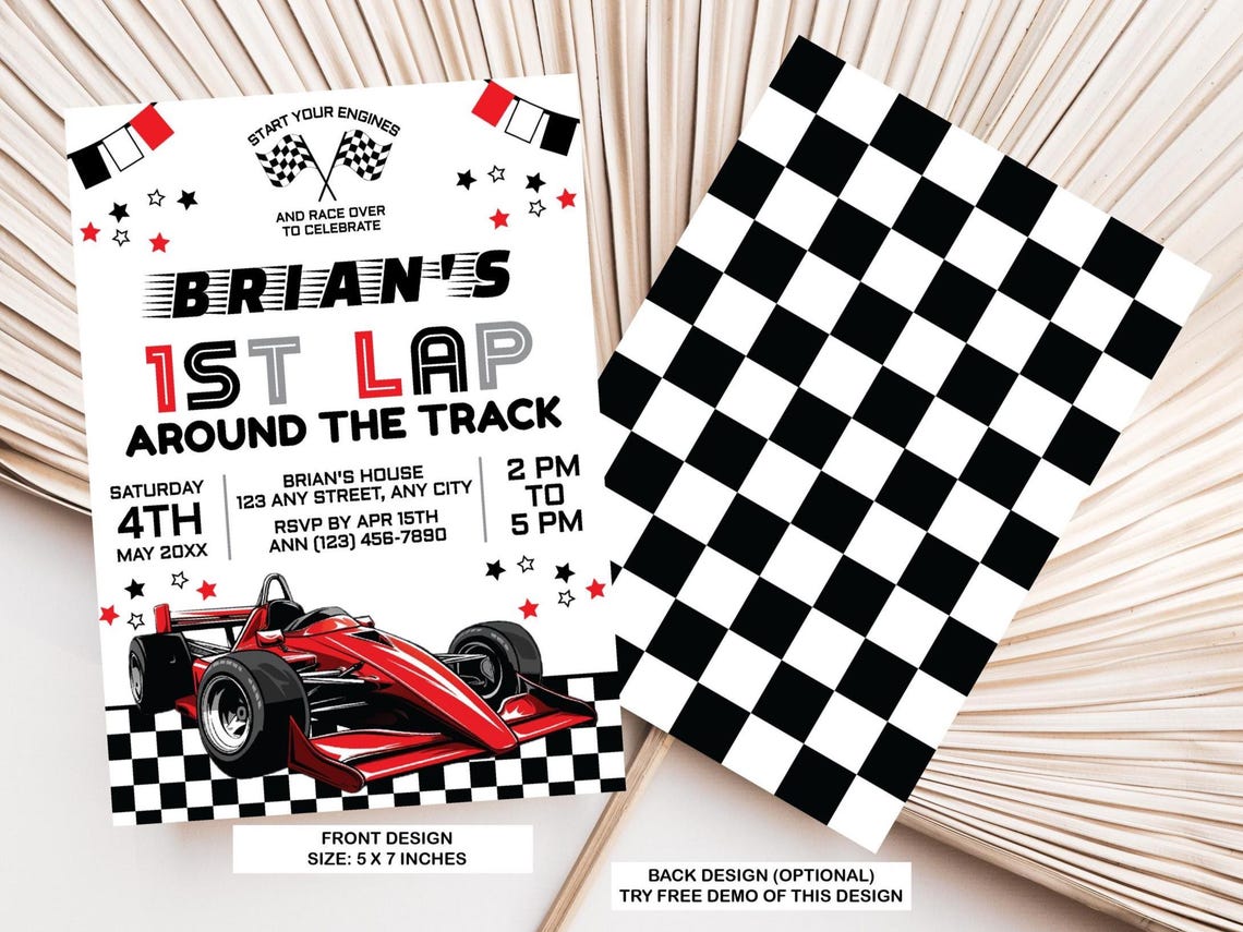 Racecar Birthday Invitation, Editable Printable Racing Invite Digital ...