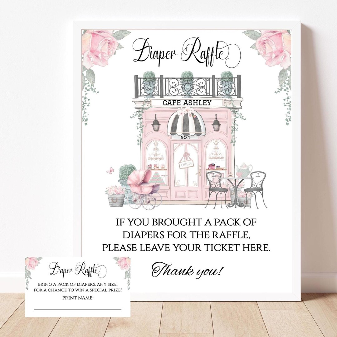 Paris Cafe Baby Shower Diaper Raffle Bundle, Editable Printable French ...