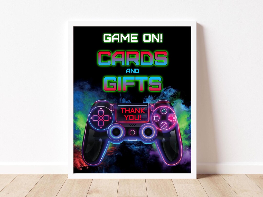 Video Game Birthday Editable Sign, Printable Neon Glow Gamer Decor ...