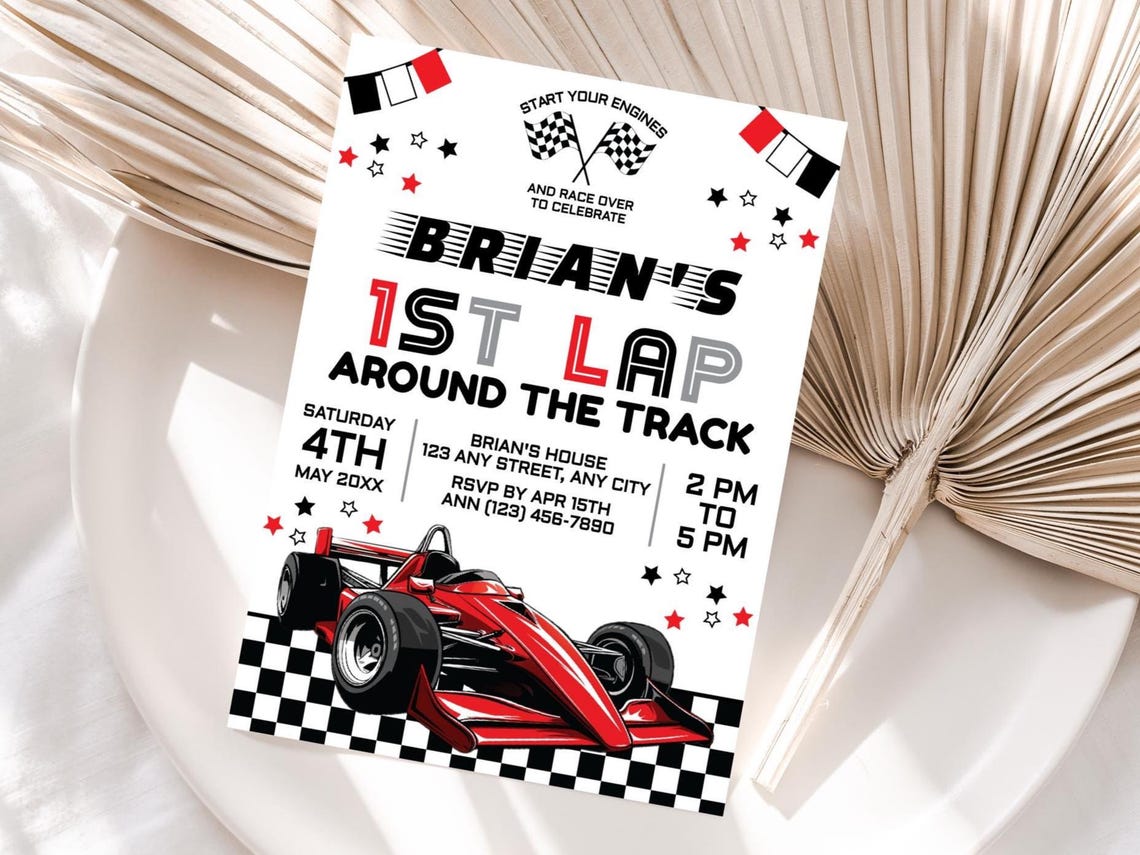 Racecar Birthday Invitation, Editable Printable Racing Invite Digital ...