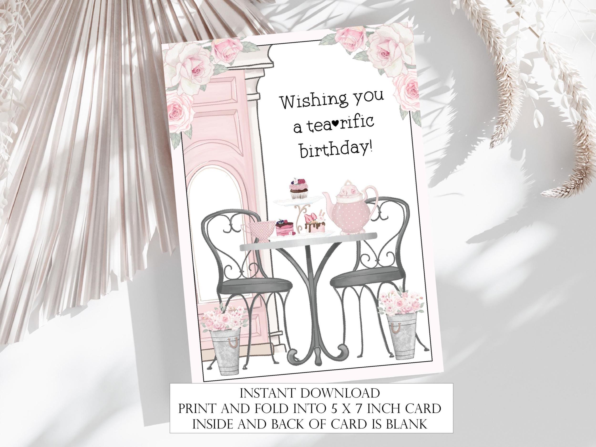 Printable Birthday Card Afternoon Tea Birthday Card Instant Download ...