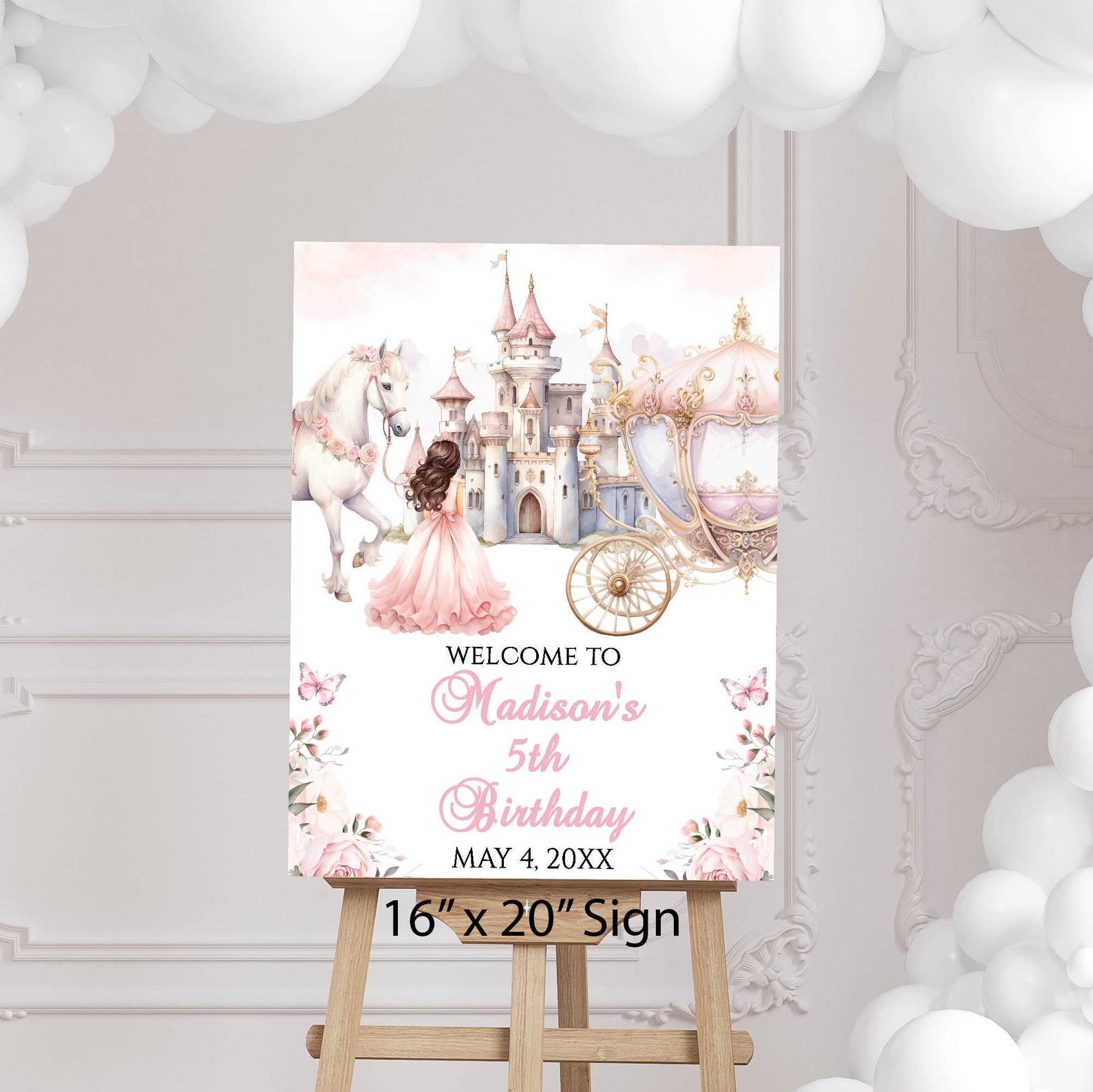 Princess Birthday Welcome Sign Editable Party Poster Printable Girl ...