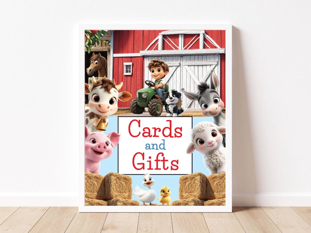 Boy Birthday Farm Animals Editable Sign, Printable Barnyard Animals ...