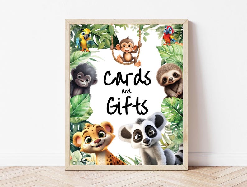 Rainforest Animal Birthday Sign, Editable Jungle Animal Printable 8x10 ...