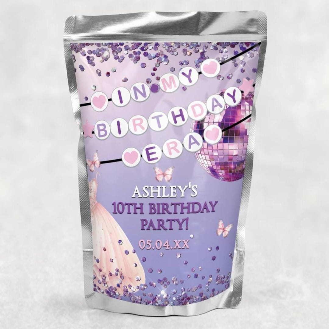 In My Birthday Era Juice Pouch Label, Editable Printable Friendship ...