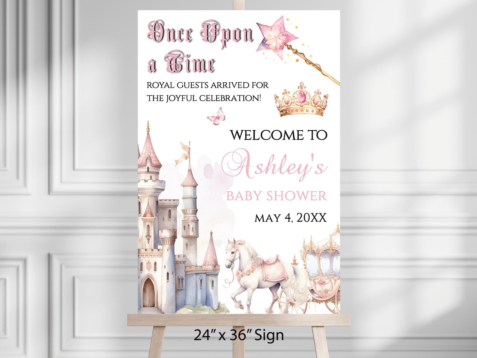 Once Upon a Time Baby Shower Welcome Sign, Editable Printable Fairytale ...