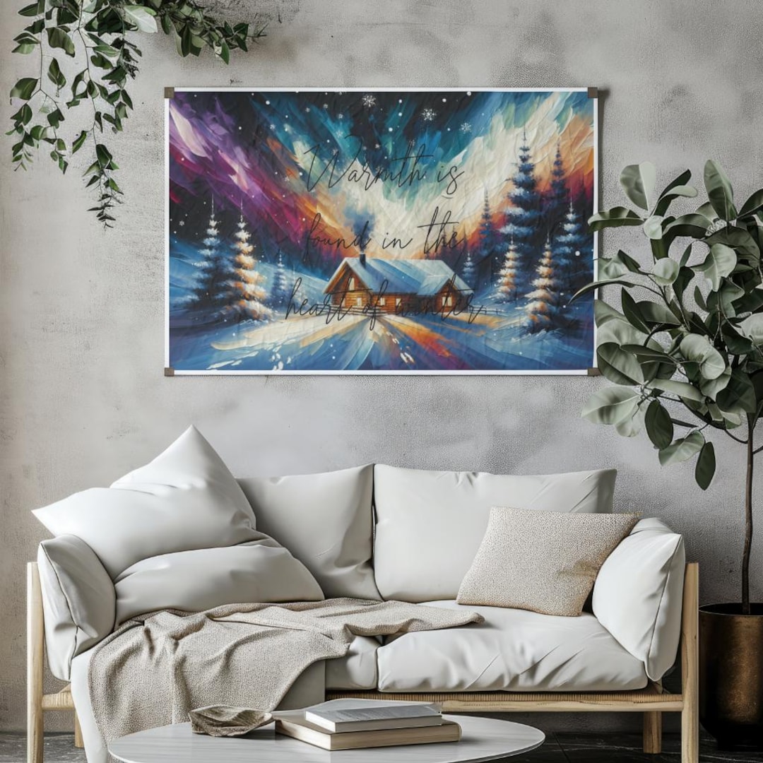 Winter Wonderland Cabin Printable Poster Cozy Winter Wall Art Snowy ...