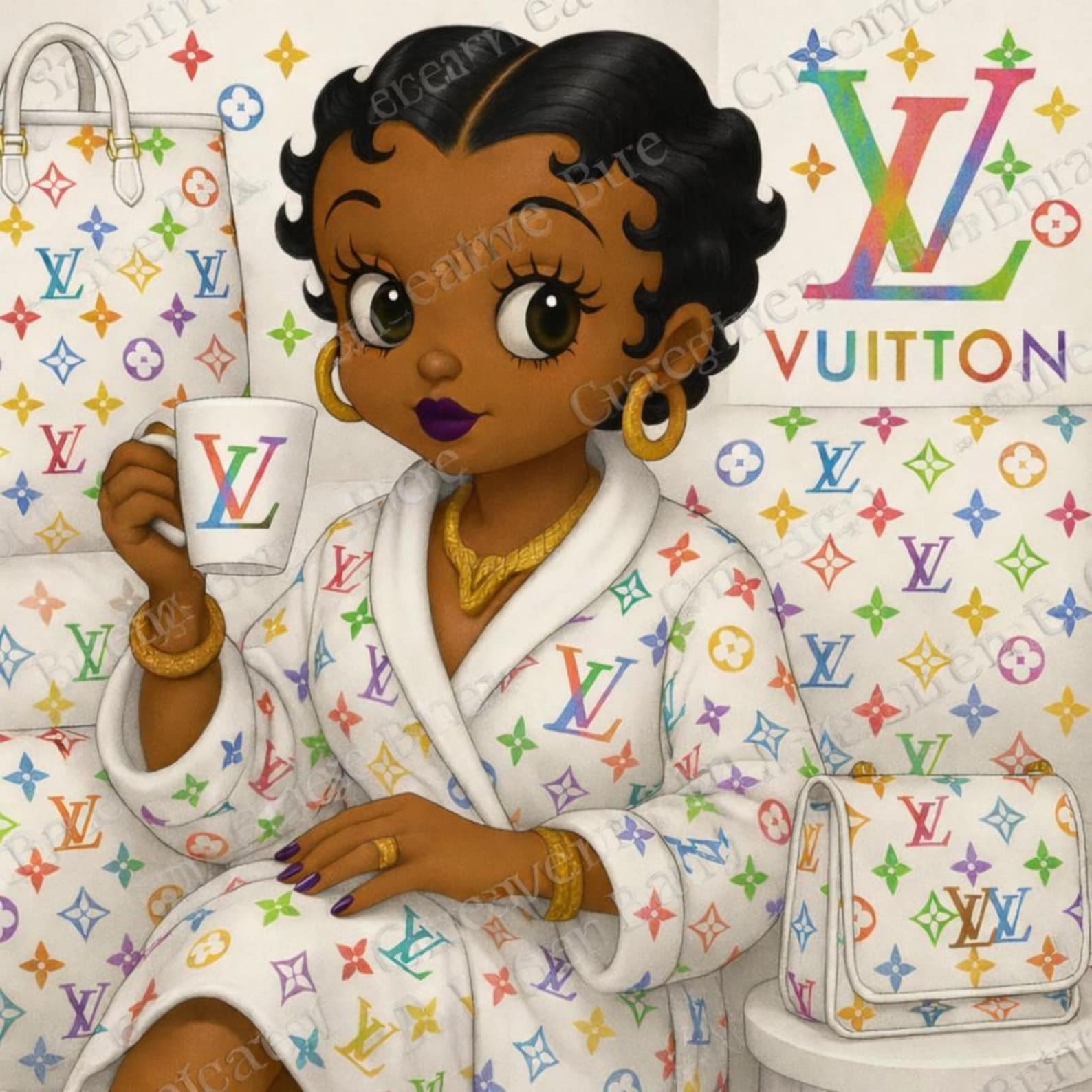 Luxury Afro Glam Digital Art | Betty Boop - Etsy