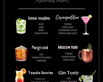 Wine and Cocktail Menu Template - Etsy