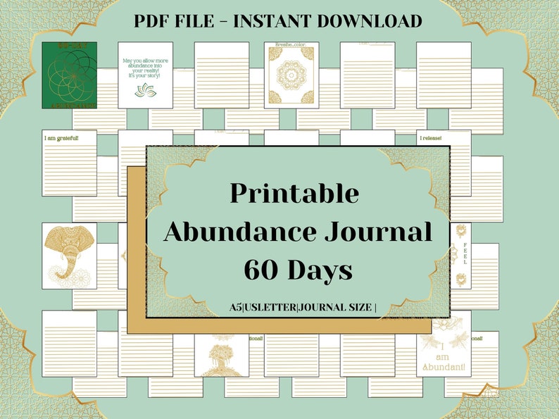 Abundance Journal | Affirmations & Coloring Pages | 60 Days (PDF ...