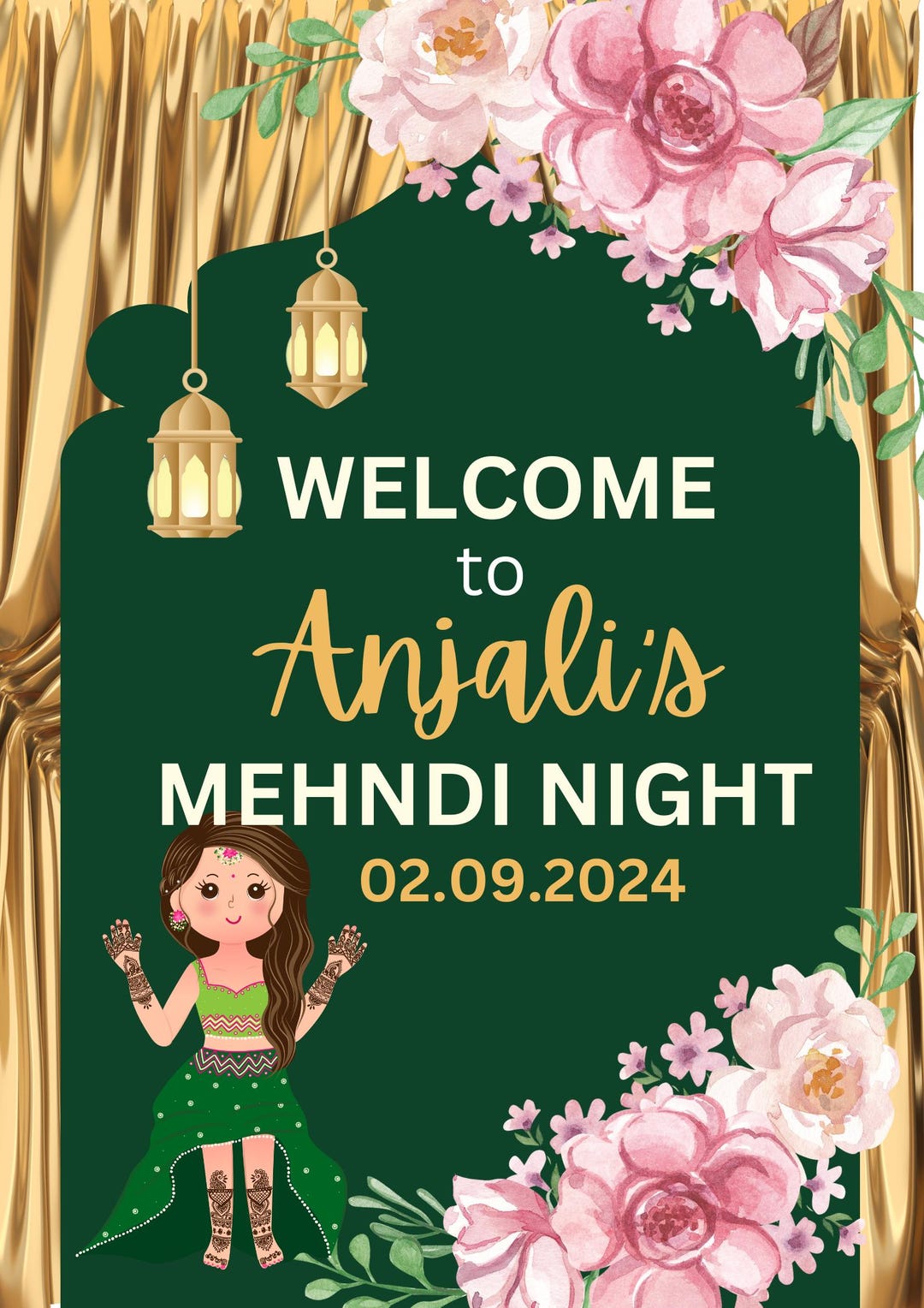 Welcome Board for Mehendi Night, Mehndi Night Welcome Board, Mehndi ...