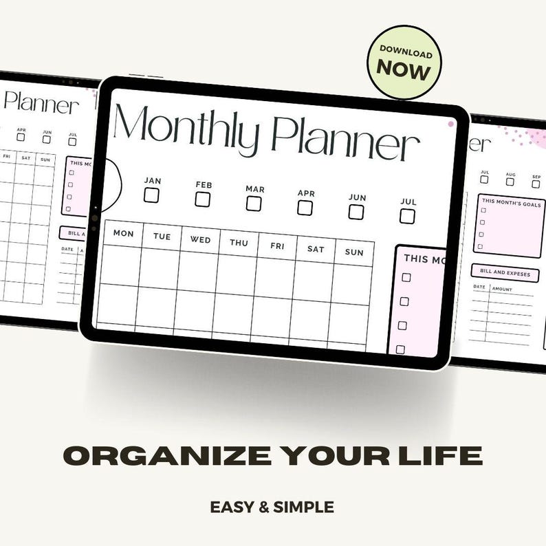 Undated Goodnotes Planner, Monthly Planner, iPad Planner, Digital ...