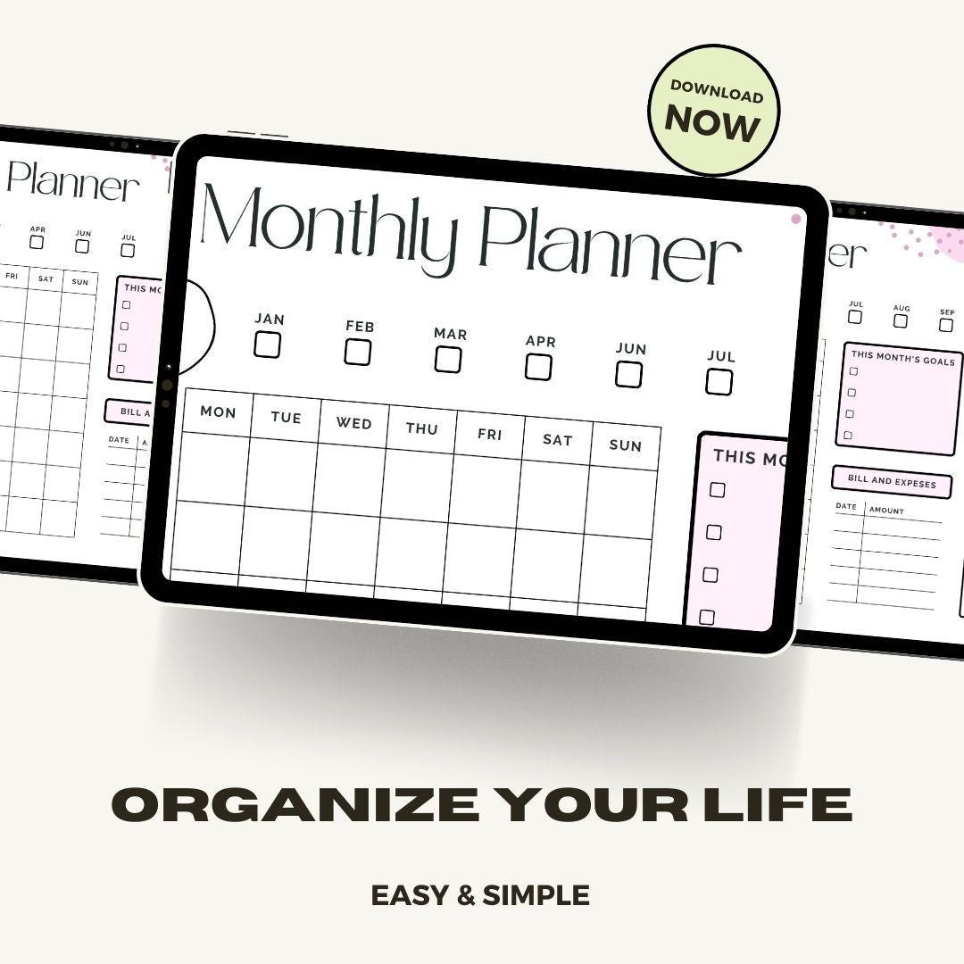 Undated Goodnotes Planner, Monthly Planner, iPad Planner, Digital ...