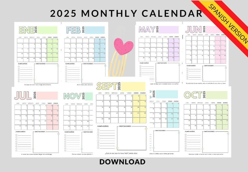 2025 Calendar Printable | Minimal Monthly Planner, A4 Digital Calendar ...