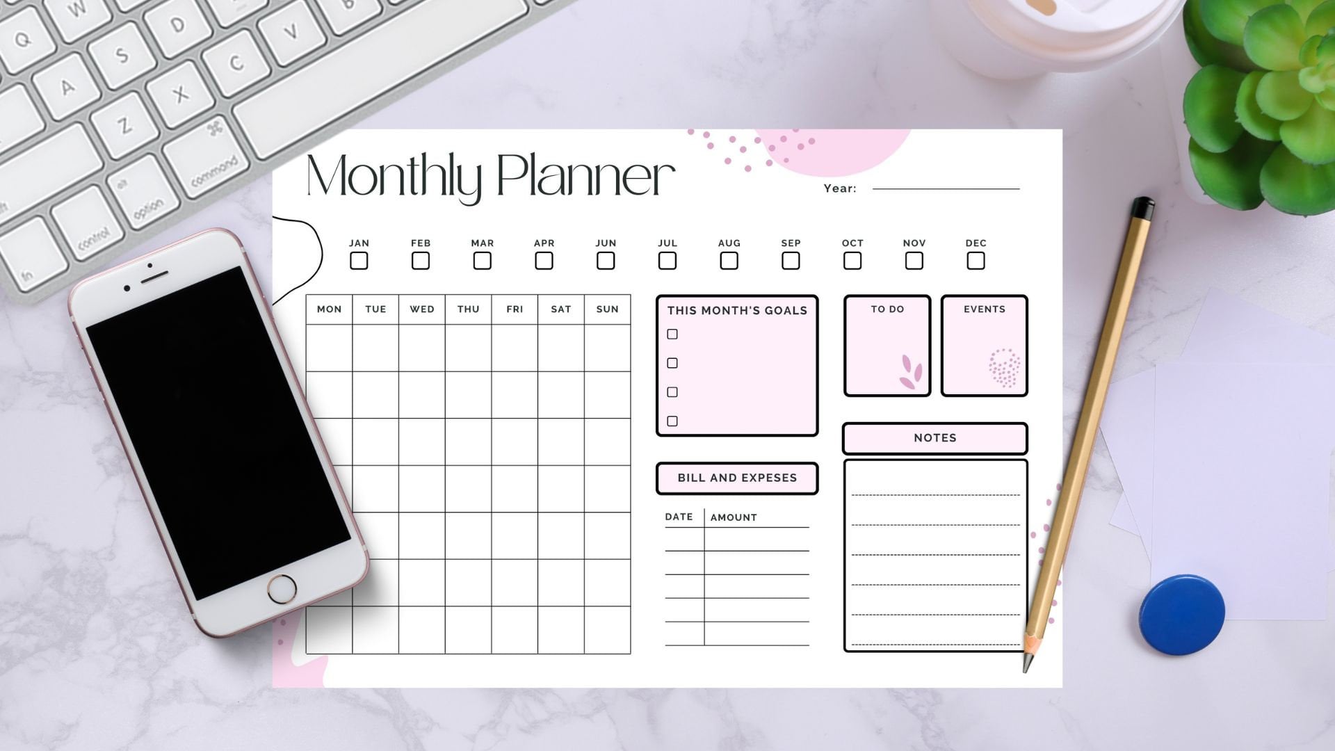 Undated Goodnotes Planner, Monthly Planner, iPad Planner, Digital ...