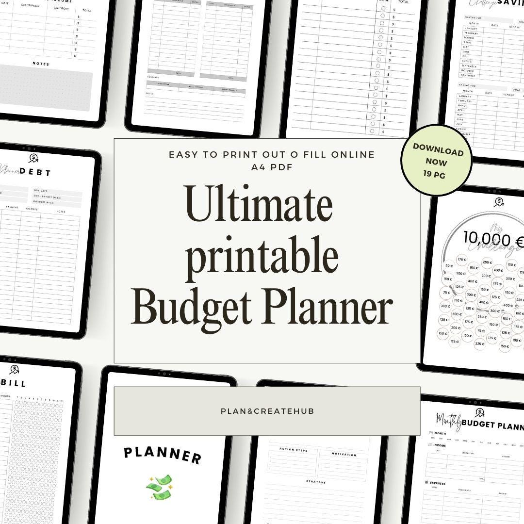 Budget Planner Printable PDF | Financial Planner, Debt and Savings ...