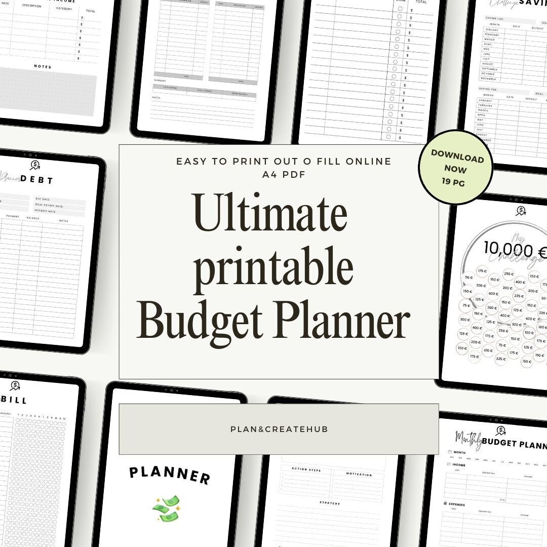 Ultimate Budget Planner PDF | Organize Debt & Savings With Editable ...